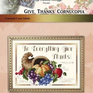 Autumn Harvest Cornucopia Counted Cross Stitch Printed Pattern Leaflet ...