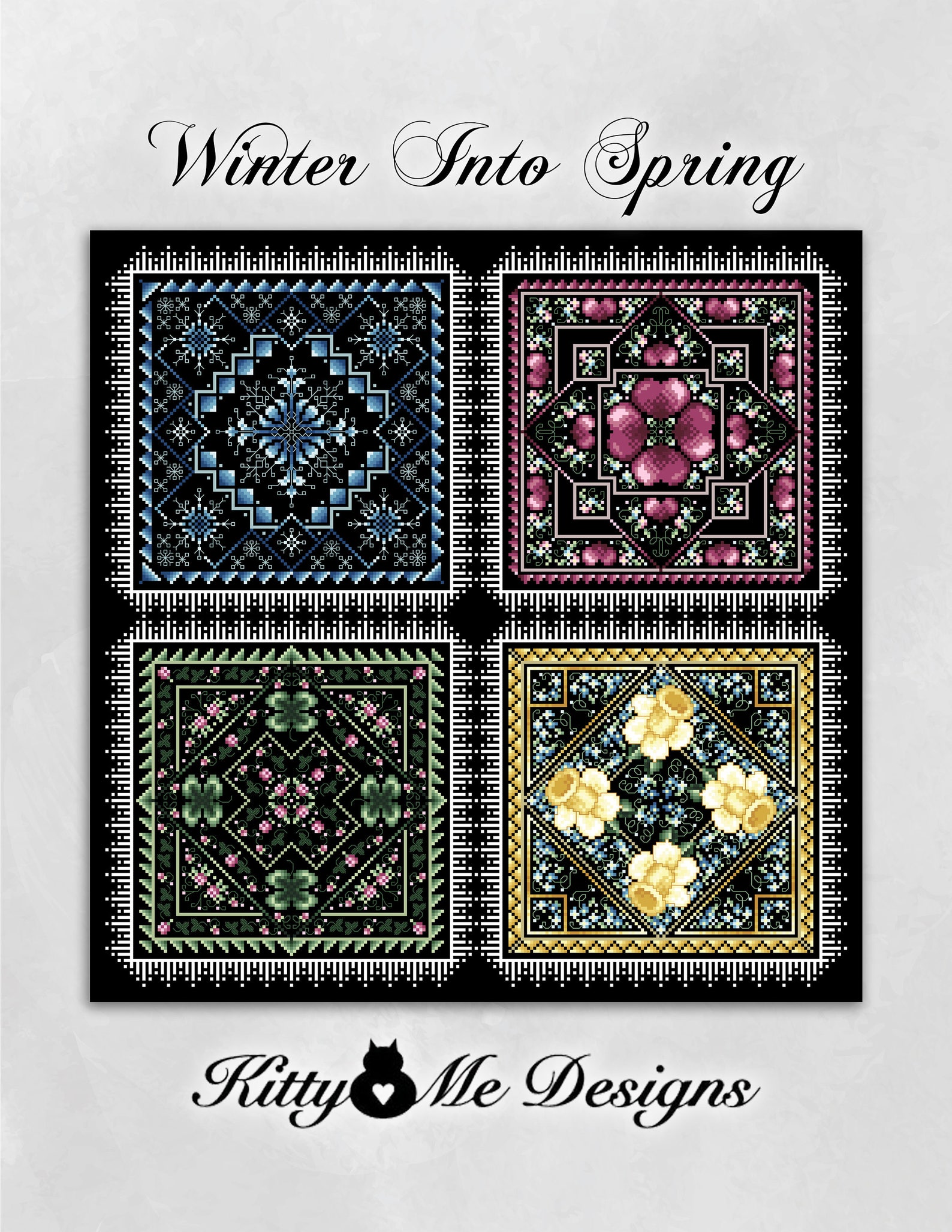 Winter Into Spring Counted Cross Stitch Patterns, Set of 4 - Etsy