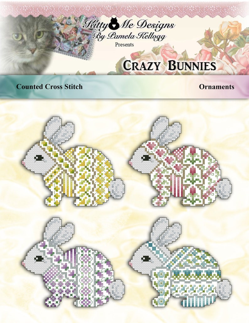 Crazy Bunnies Ornaments Counted Cross Stitch Pattern Leaflet - Etsy