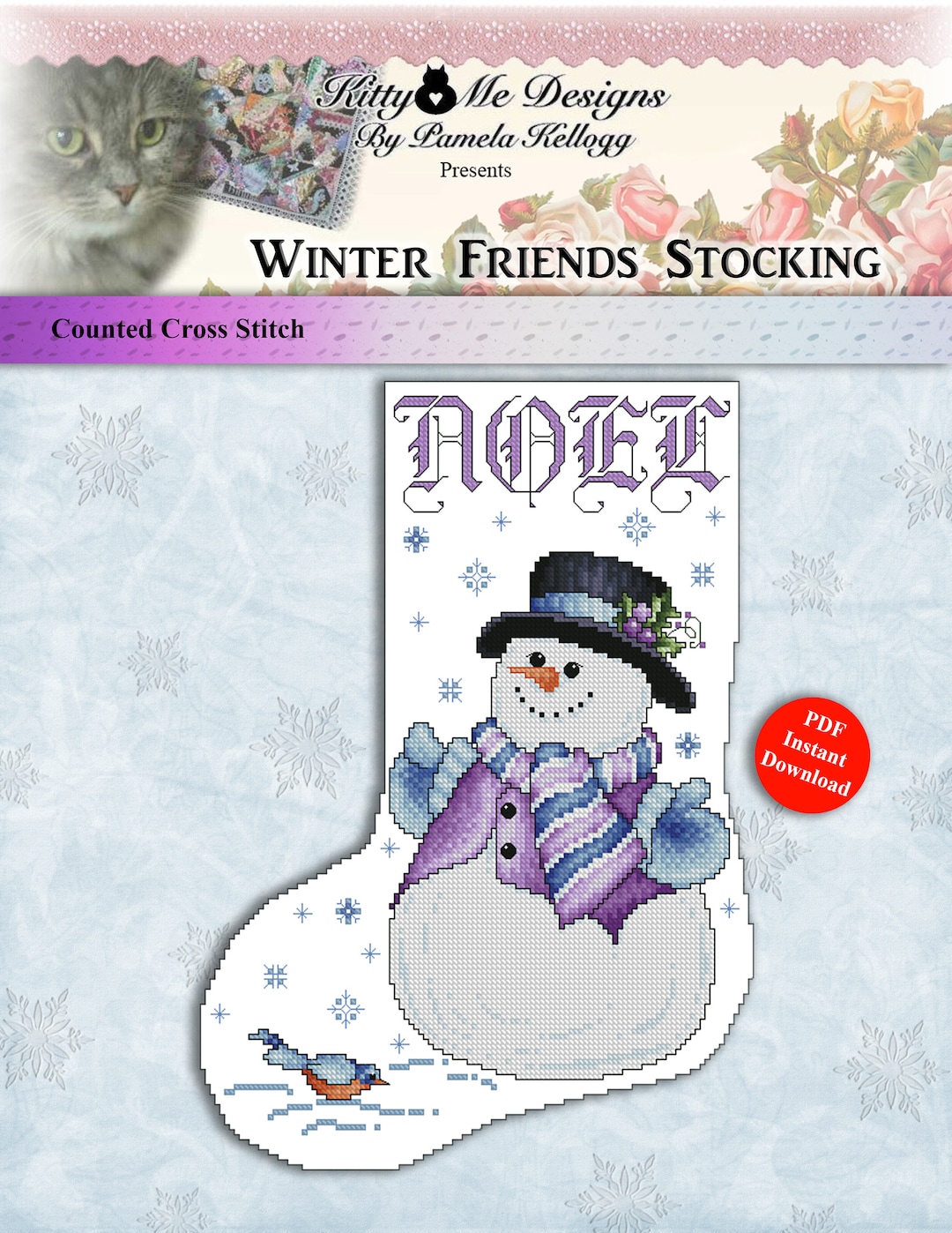 Snowman Christmas Stocking Cross Stitch Pattern, Winter Friends (PDF ...