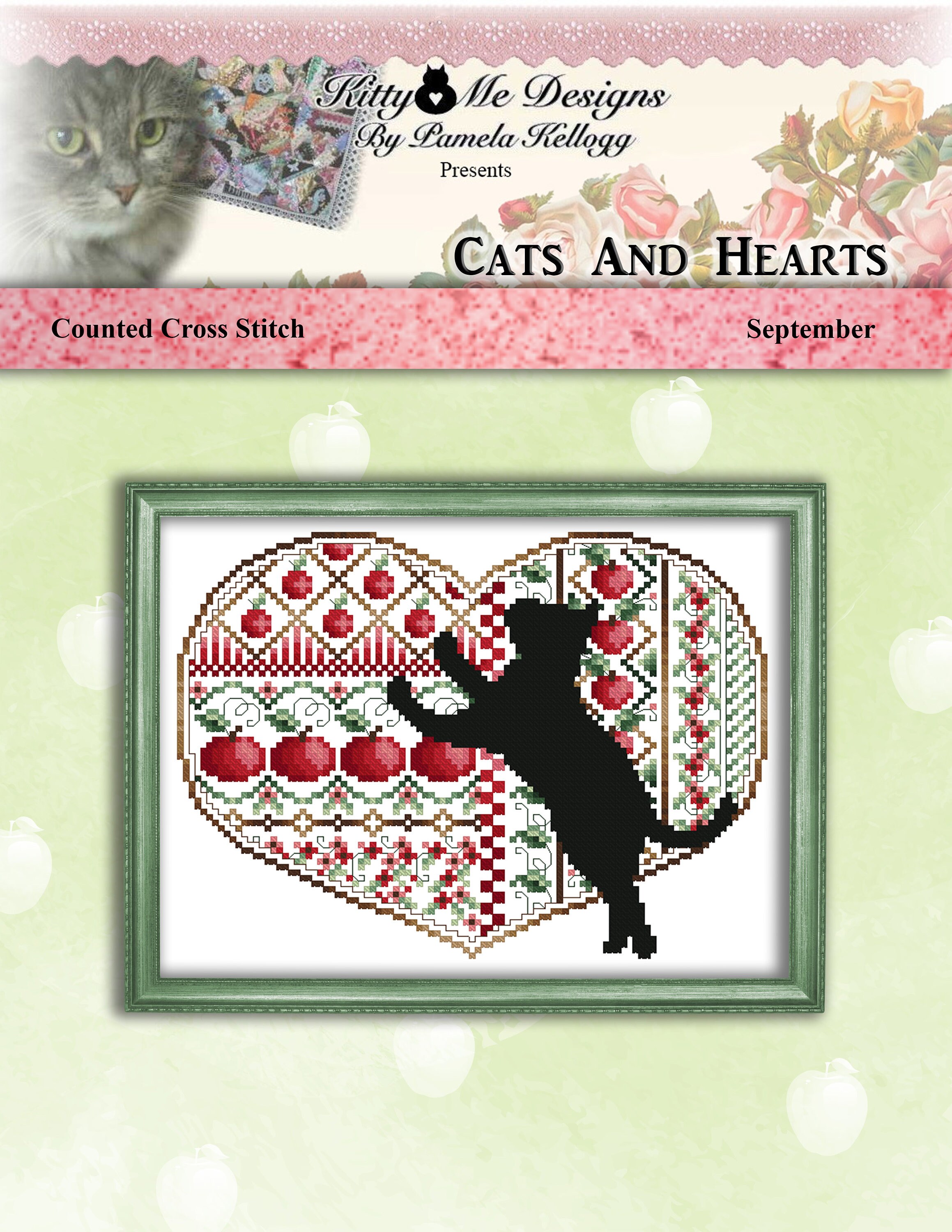 Cats and Hearts Cross Stitch Pattern Series September Printed Leaflet ...