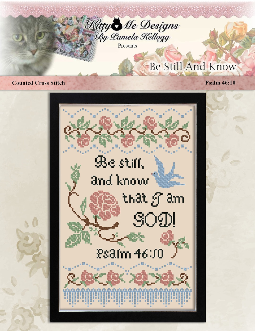 Cross Stitch Sampler Be Still and Know Bible Verse Psalm 46 10 Printed ...