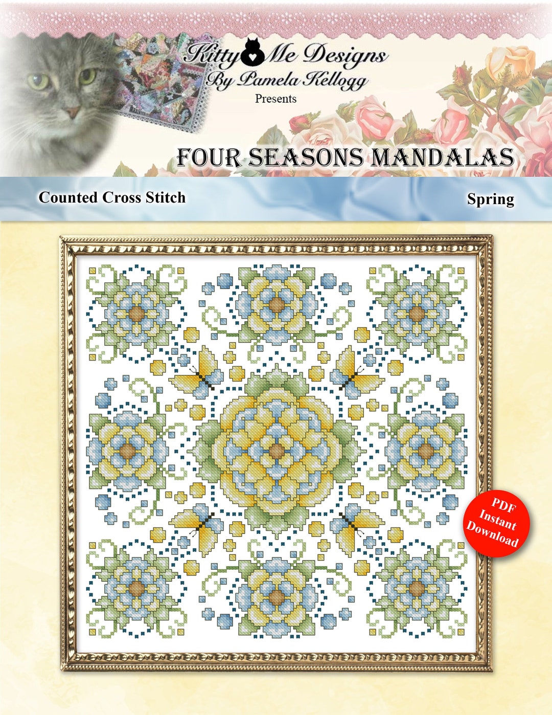 Four Seasons Mandalas Spring Counted Cross Stitch Pattern PDF Download ...