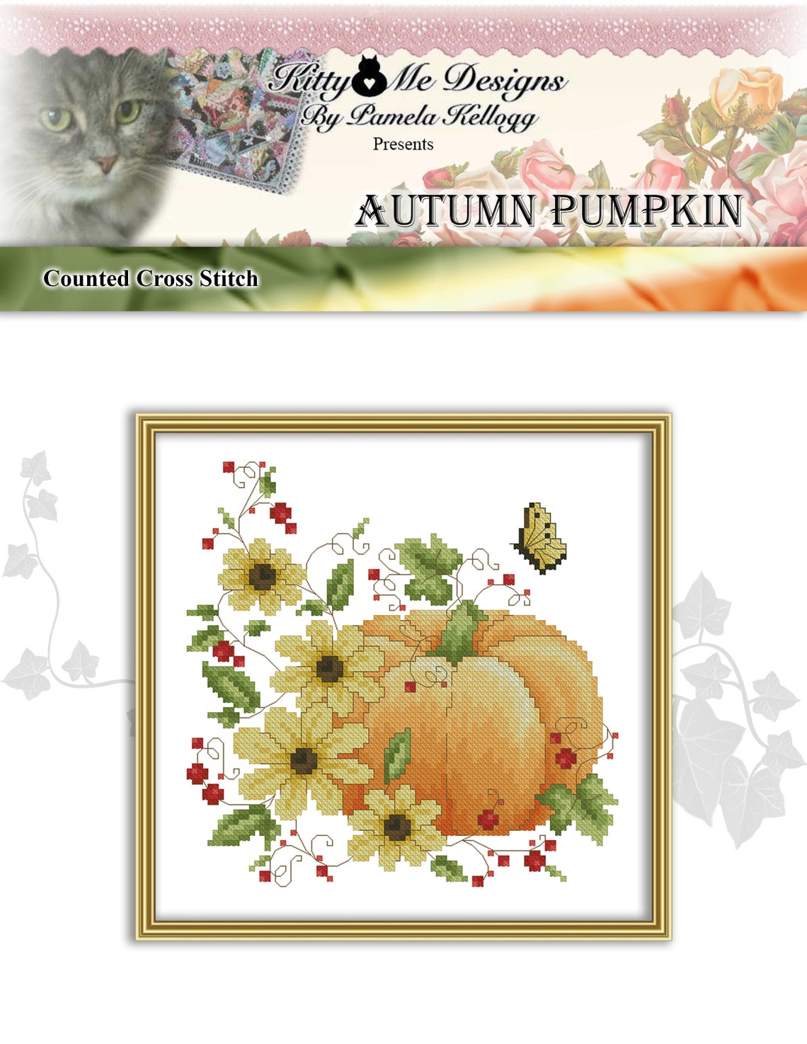 Autumn Harvest Cornucopia Counted Cross Stitch Printed Pattern Leaflet ...