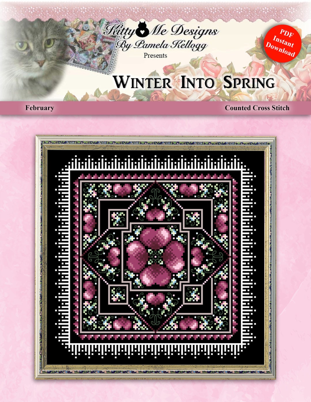 February Floral Cross Stitch Pattern: Winter Into Spring (PDF Download ...