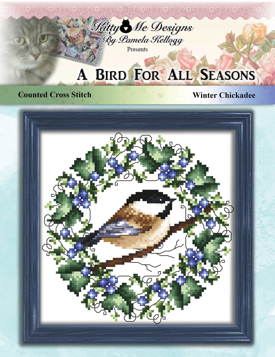 Winter Chickadee Cross Stitch Pattern Leaflet by Pamela Kellogg - Etsy
