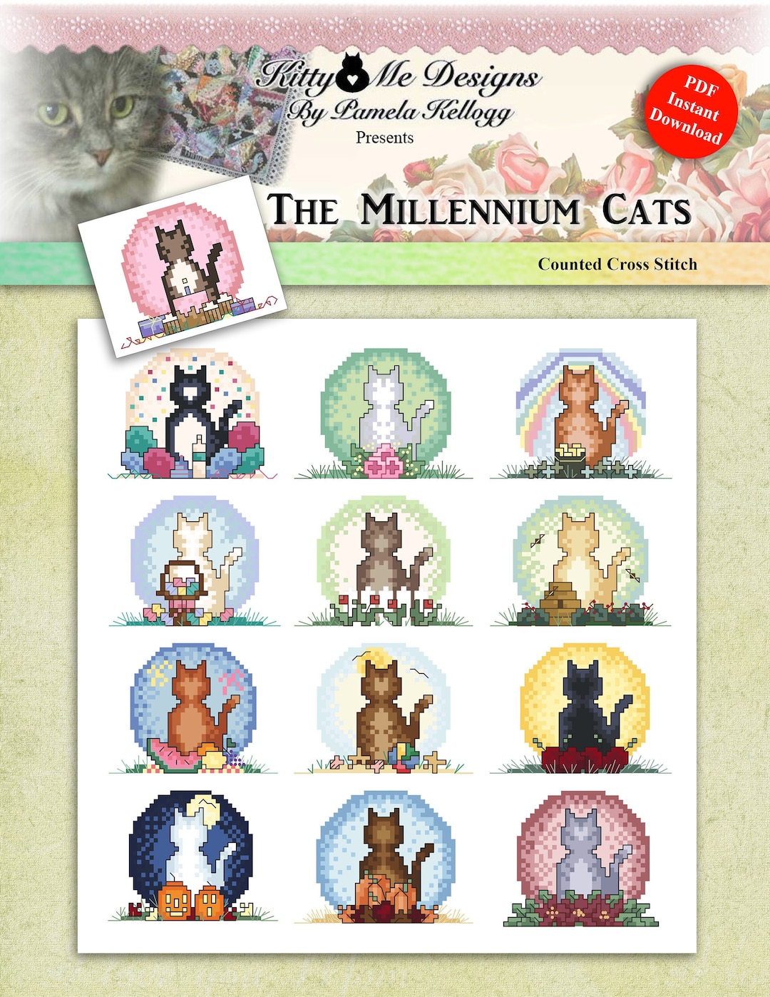 Counted Cross Stitch Cat Patternthe Millennium Cats PDF Instant ...