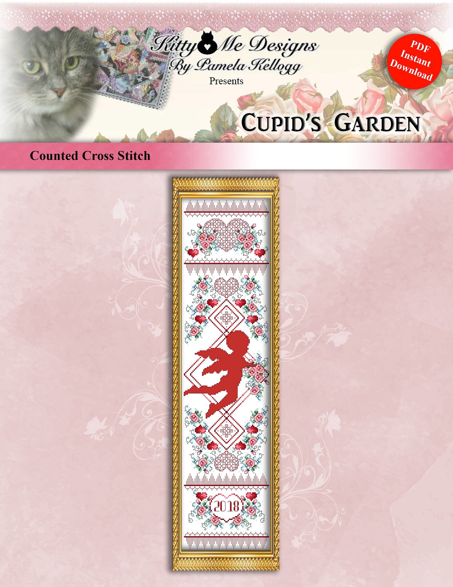 Cupid's Garden Cross Stitch Pattern: Valentine's Day Sampler (digital ...