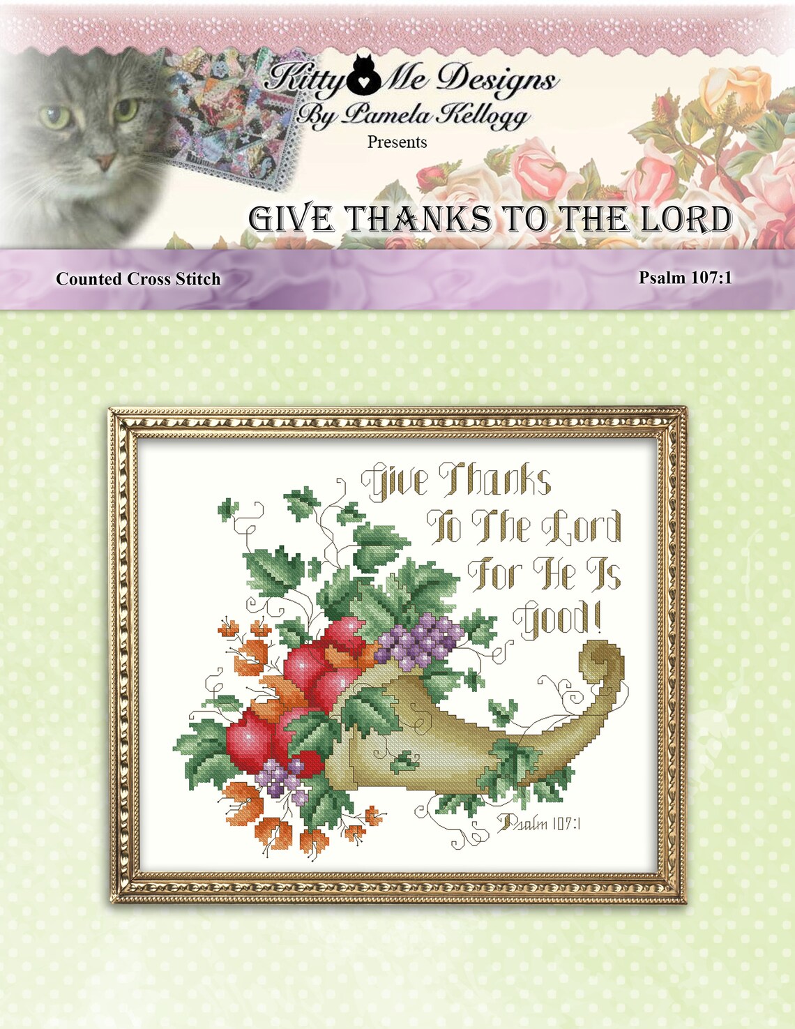 Autumn Harvest Cornucopia Counted Cross Stitch Printed Pattern Leaflet ...