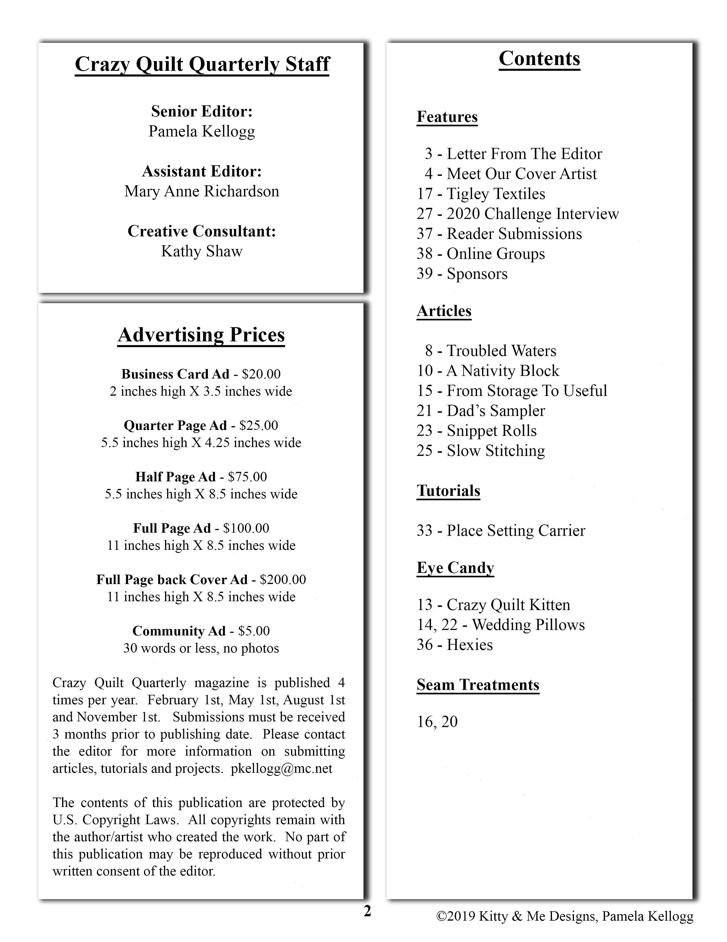 Crazy Quilt Quarterly Magazine Summer 2019 by Pamela Kellogg | Etsy