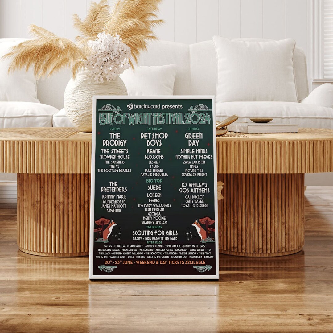 Isle of Wight Iow Festival Line up 2024 Poster,wall Art for Living Room ...