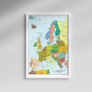 Map of Europe Wall Art Poster,quality Canvas Print,wall Art for Living ...