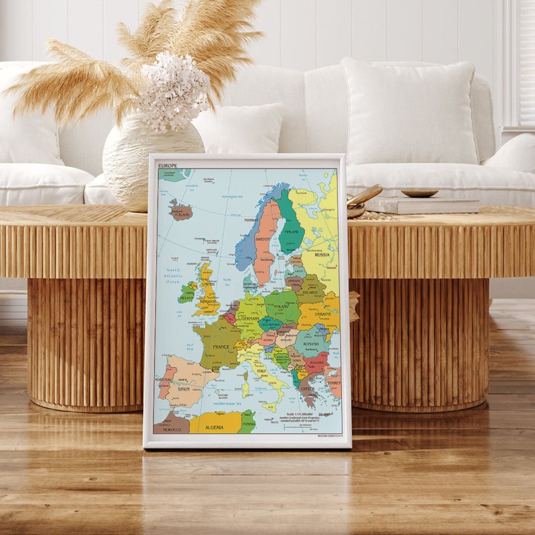 Map of Europe Wall Art Poster,quality Canvas Print,wall Art for Living ...