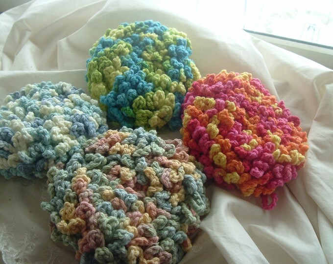 Four Crochet Body Scrubbers - Yart Sale - Etsy