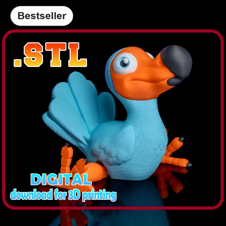 Dodo Bird Digital .STL File for 3D Printing, Articulated Fidget Figure ...
