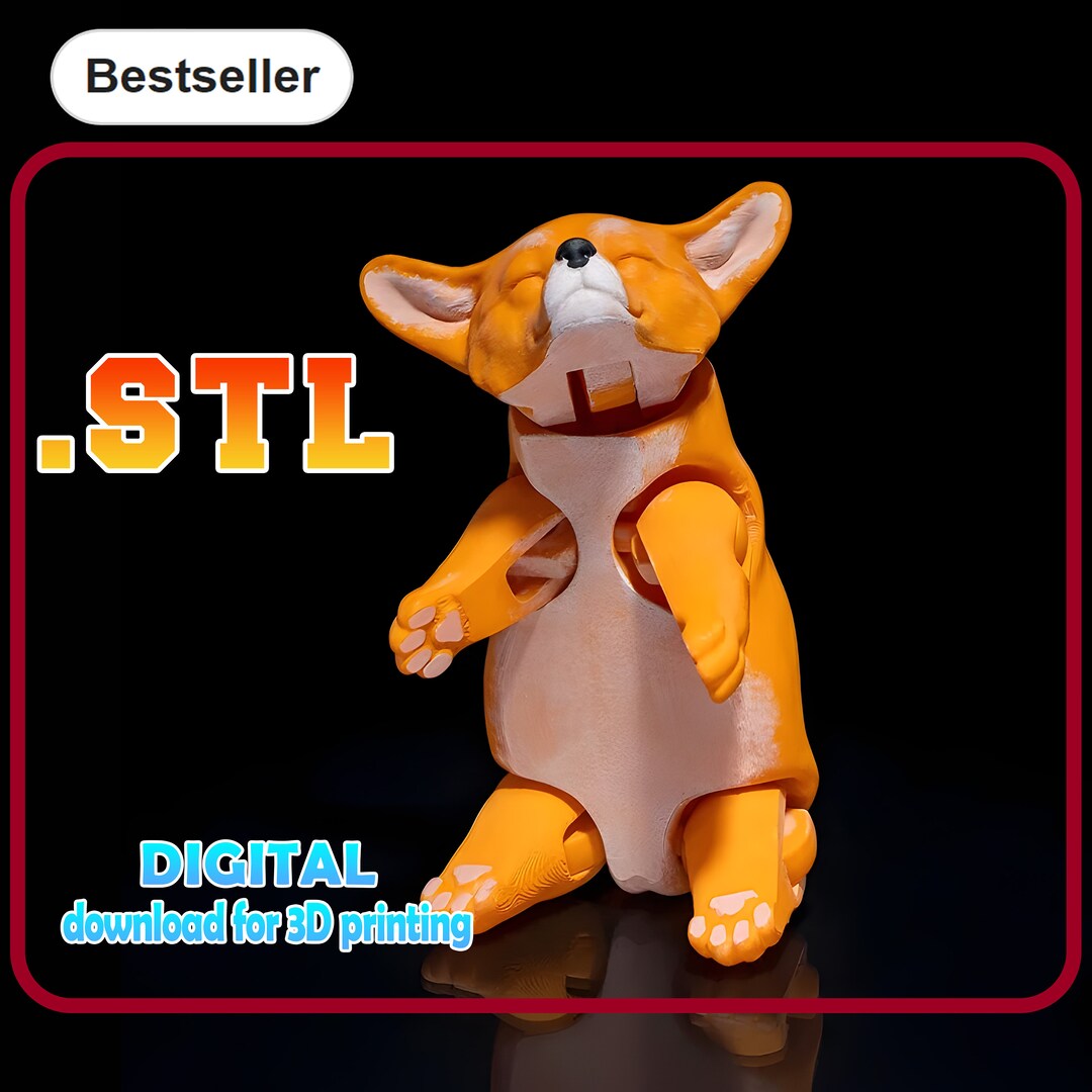 Corgi Dog Digital .STL File for 3D Printing, Articulated Fidget Figure ...