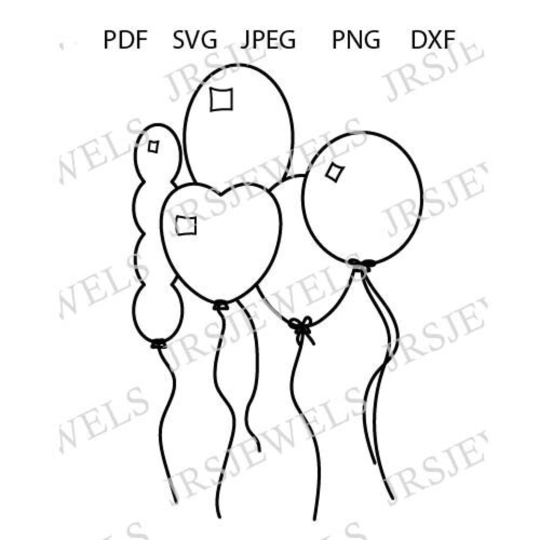 Hand Drawn Balloons, Svg, Png, Jpeg, Dxf, Pdf Instant Digital Download ...