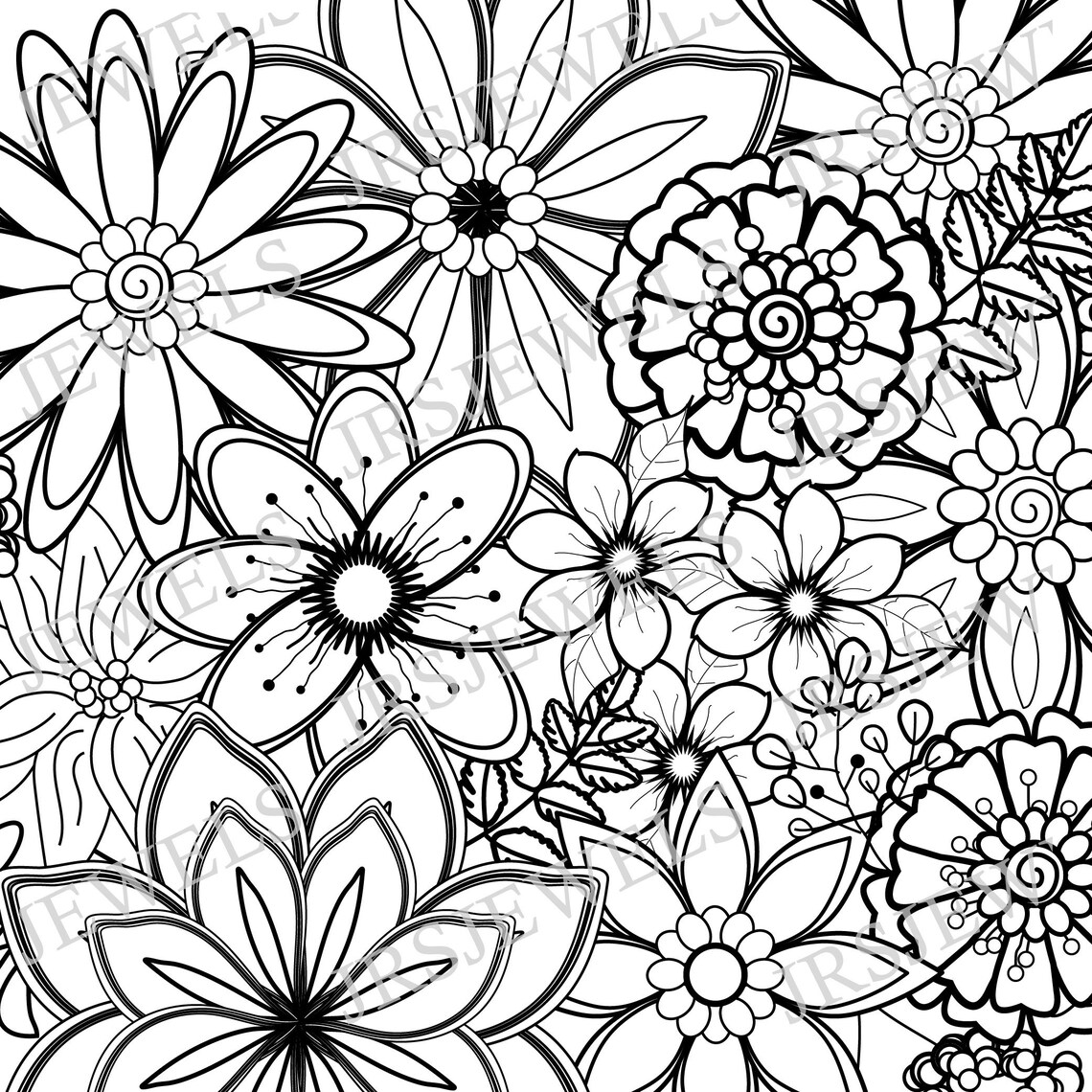 Printable Floral Coloring Page - Etsy