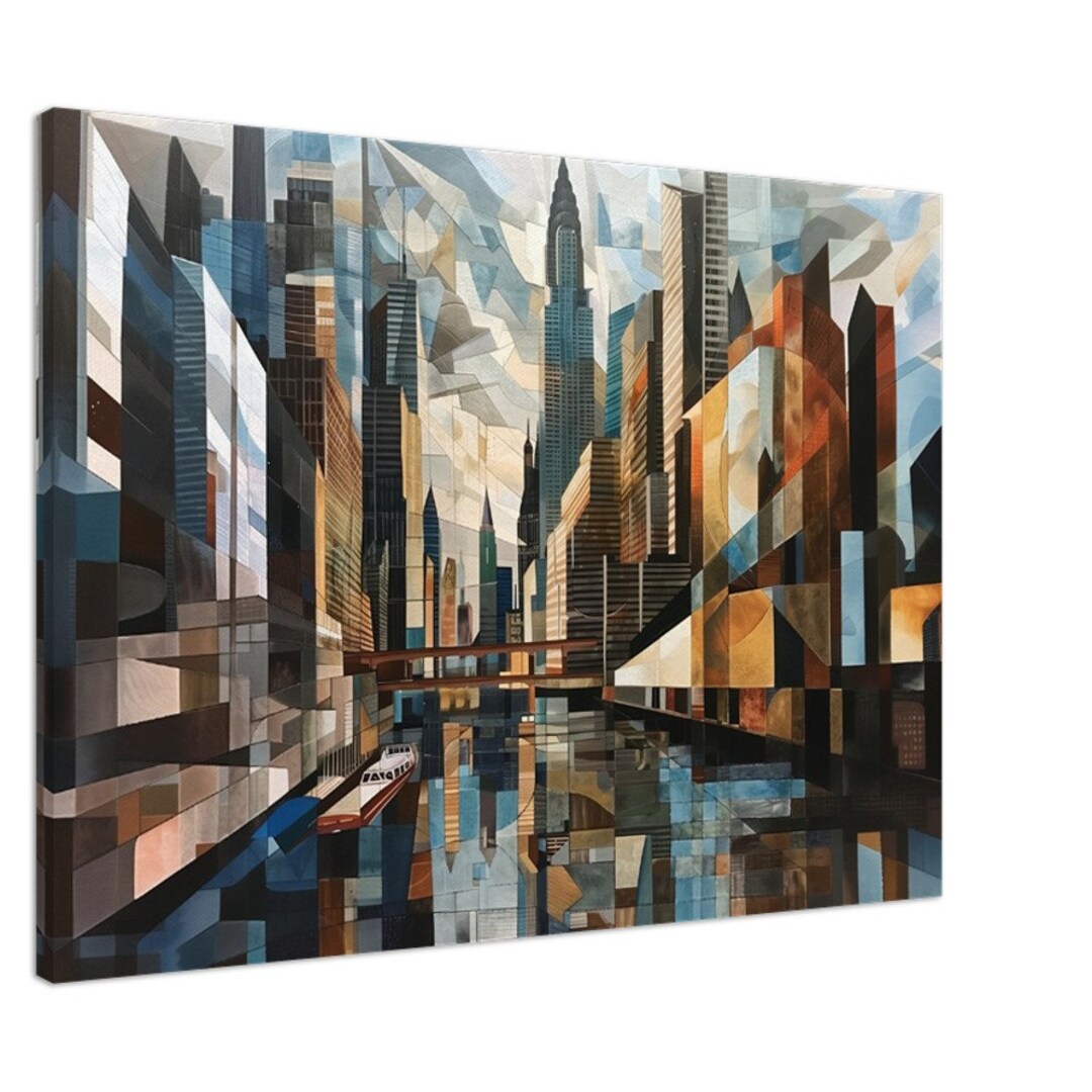 Surrealist Cubism City Skyline Canvas Print - Etsy