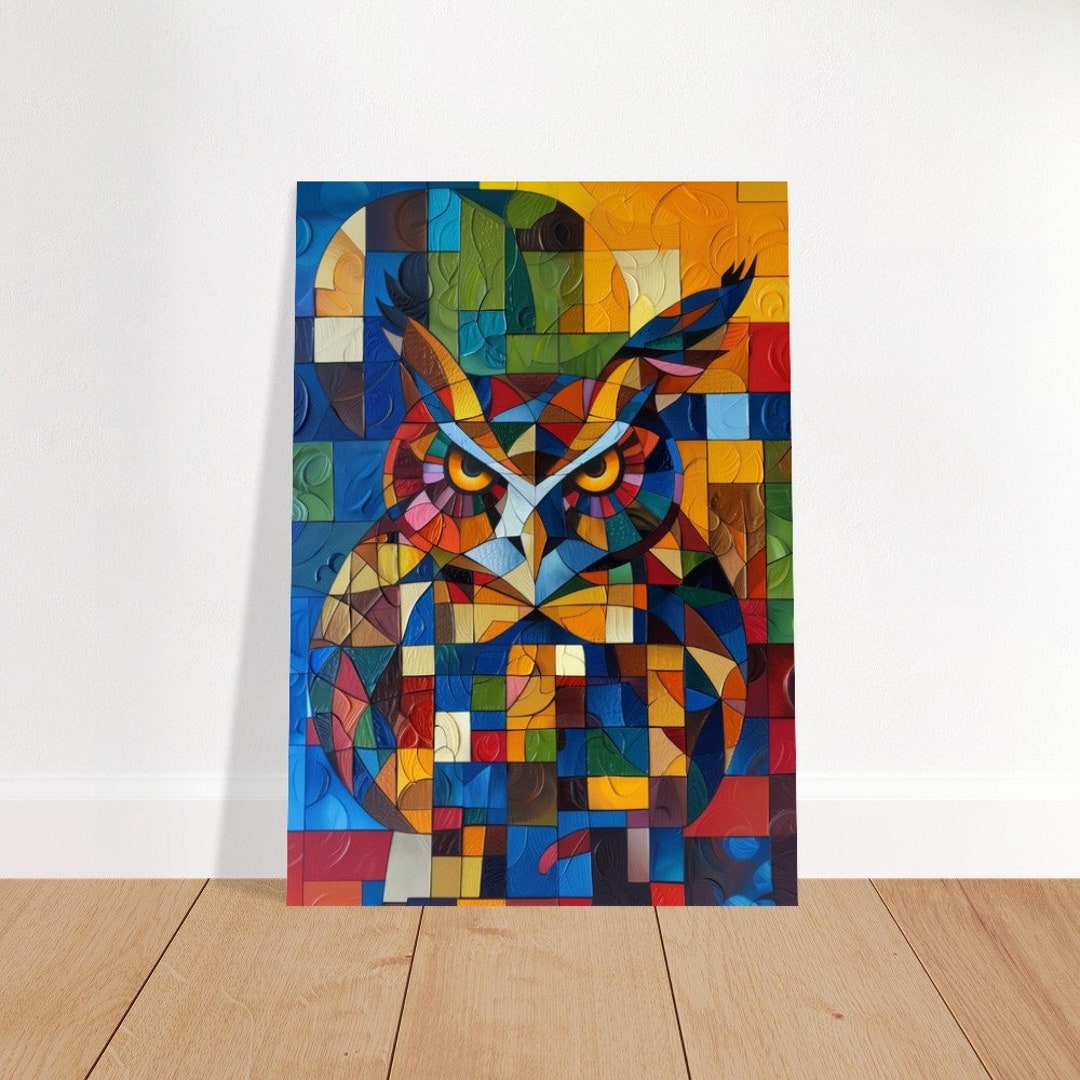 Cubism Owl Print - Etsy