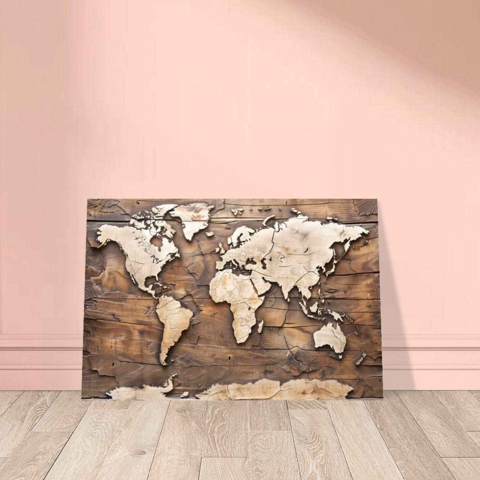 Wooden World Map Wall Art, Carved Wood Map of the World, Rustic Home ...