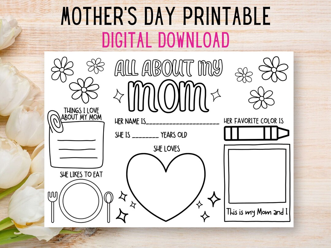 Mothers Day Printable, Mothers Day Gift, Gift Card for Mom, Coloring ...