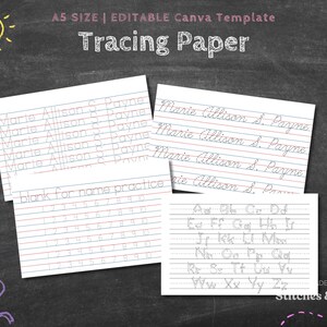 Editable A5 Tracing Paper Canva Template | ABC & 1-10 Numbers ...