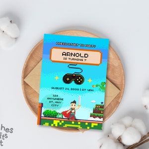 Pixelated Game Themed Birthday Invitation Template, Printable Pixel Art ...