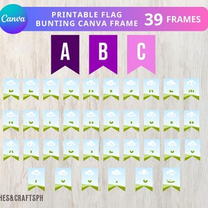 Printable Flag Banner Bunting Frame Template | Canva Editable Template ...