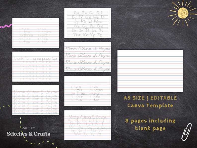 Editable A5 Tracing Paper Canva Template | ABC & 1-10 Numbers ...