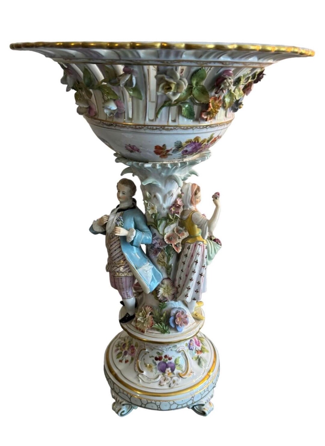 CARL THIEME 19th Century Dresden, Germany Porcelain Reticulated Compote ...