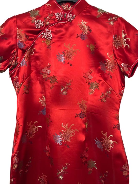 SOLZ SQUIRREL 60’s Vintage Red Satin Chinese Cheongsa… - Gem