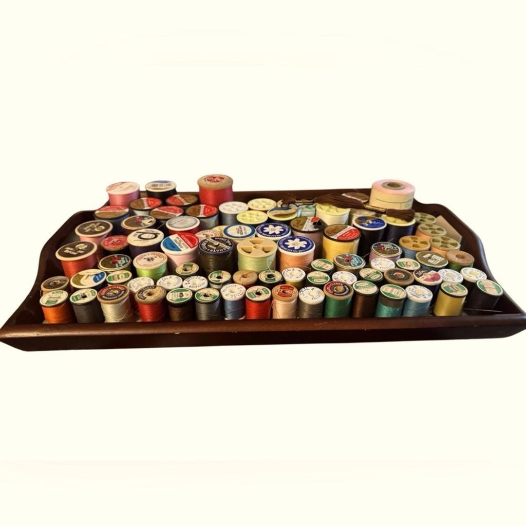 85 SPOOLS Lot 1940’s-80’s Vintage Sewing Thread Primitive Rustic Thread ...
