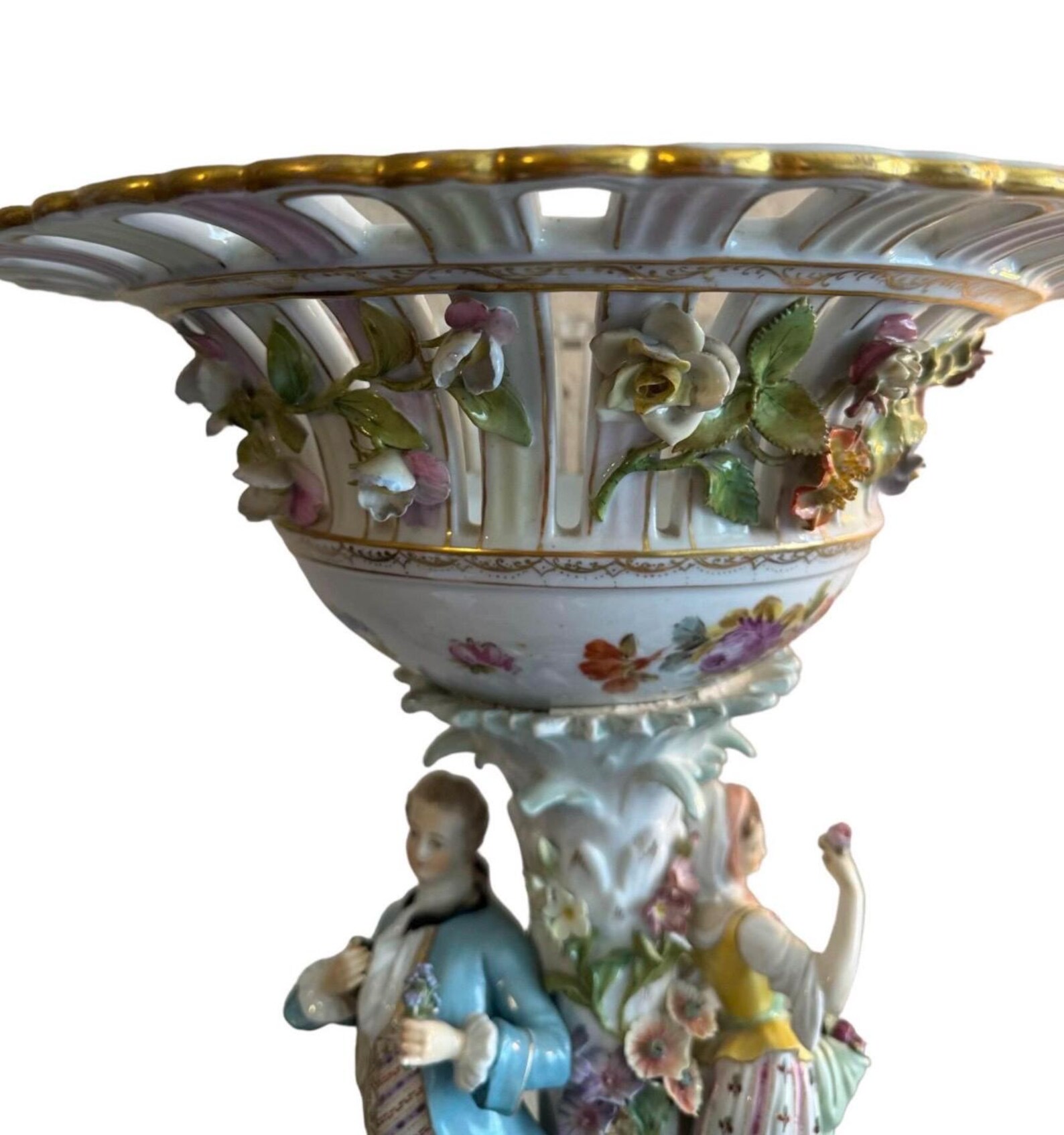 CARL THIEME 19th Century Dresden, Germany Porcelain Reticulated Compote ...