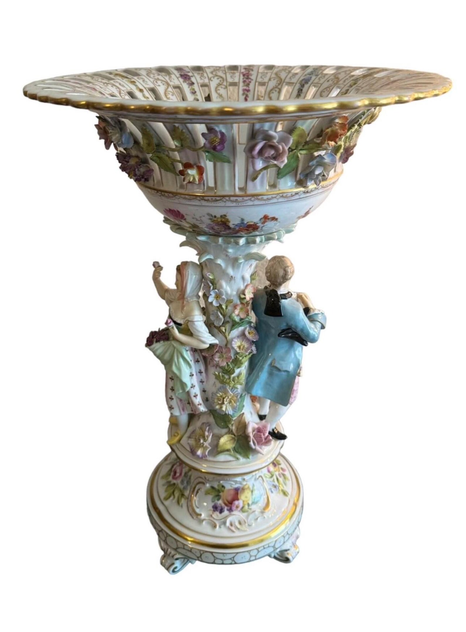 CARL THIEME 19th Century Dresden, Germany Porcelain Reticulated Compote ...