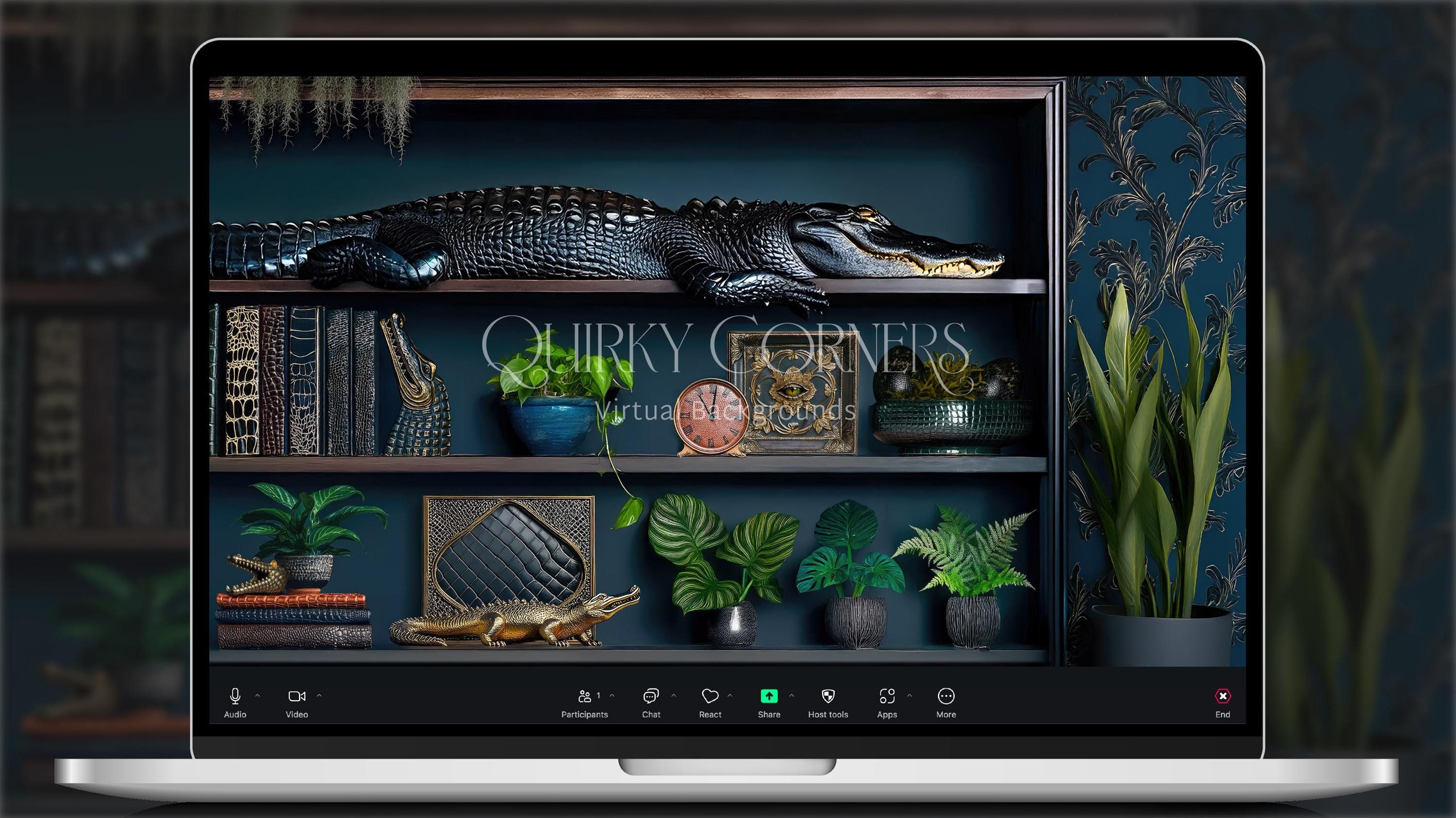 Virtual Bookshelf Background - Alligator Theme - Etsy