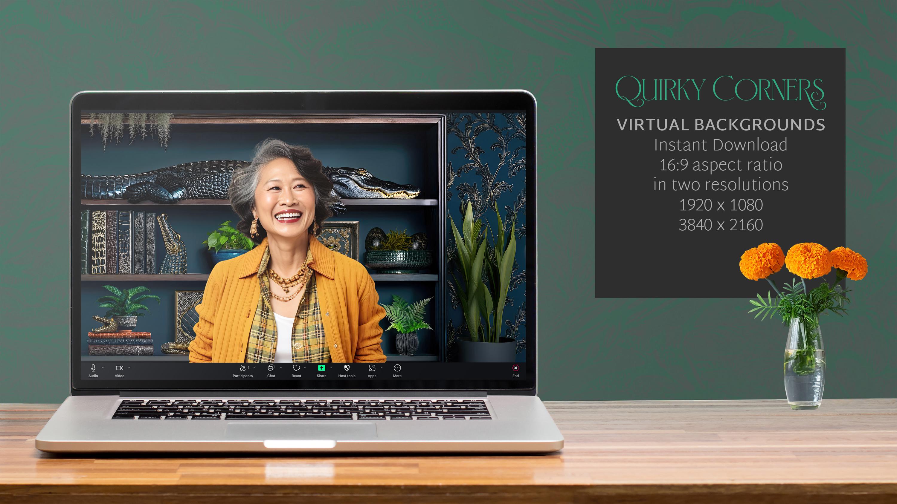 Virtual Bookshelf Background - Alligator Theme - Etsy