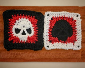 Spooky Skull Granny Square Crochet Pattern - With DIAGONAL Option - Etsy