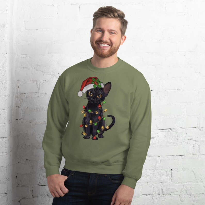 Christmas Cat Sweatshirt: Cozy Winter Holiday Sweater - Etsy