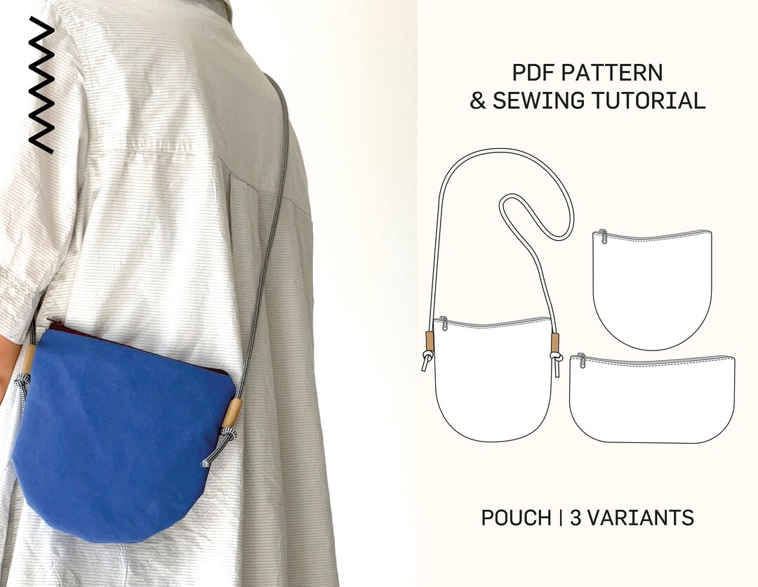 Moon Pouch PDF Sewing Pattern Small Shoulder Bag Cosmetic Bag 3 ...