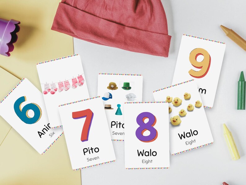 Filipino Numbers Printable Flashcards for Toddlers and Kids, Counting ...