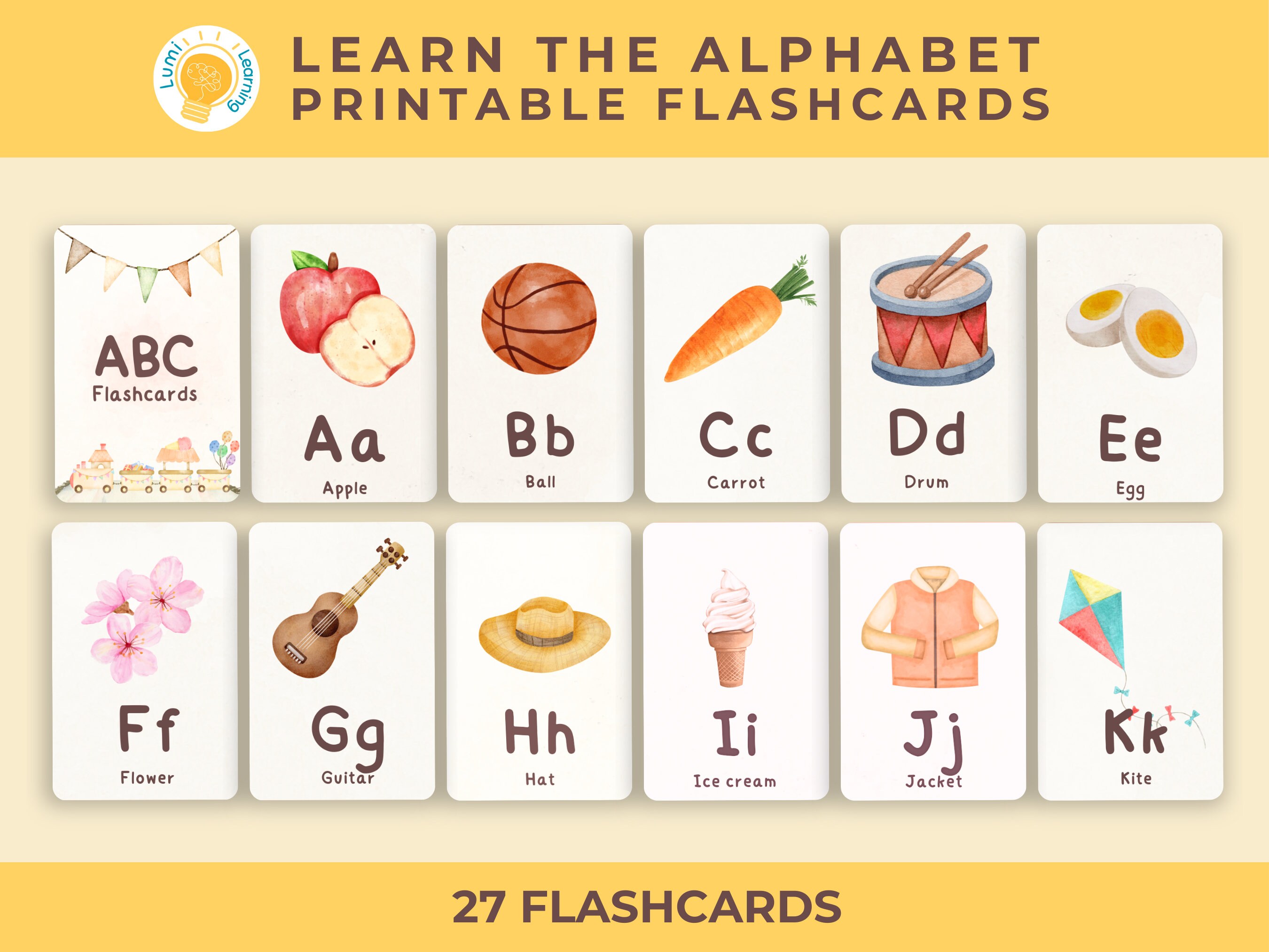 Alphabet Printable Flashcards for Toddlers and Kids Learn ABC Flash ...