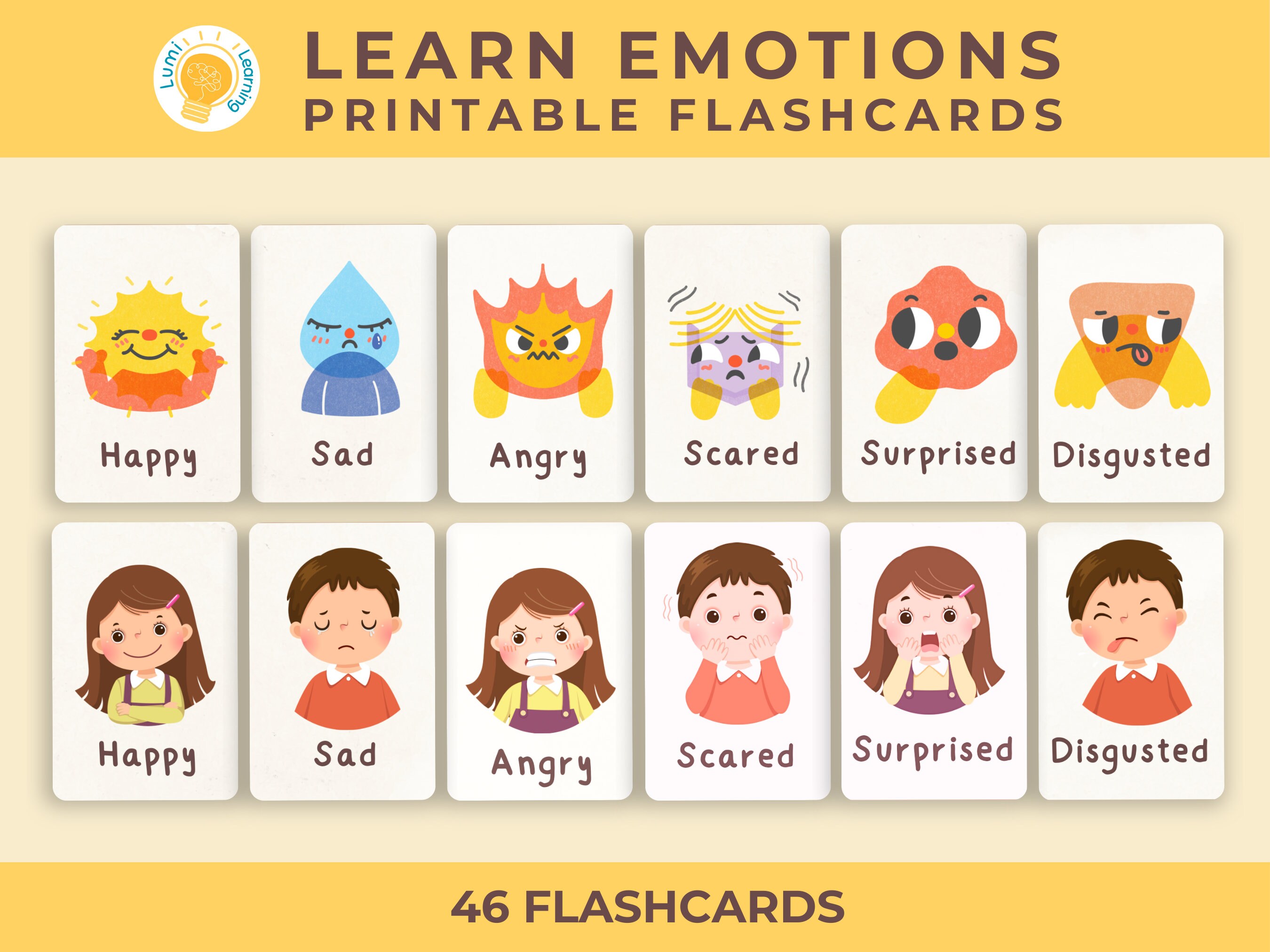 Emotions Printable Flashcards for Toddlers and Kids Feelings Flash ...