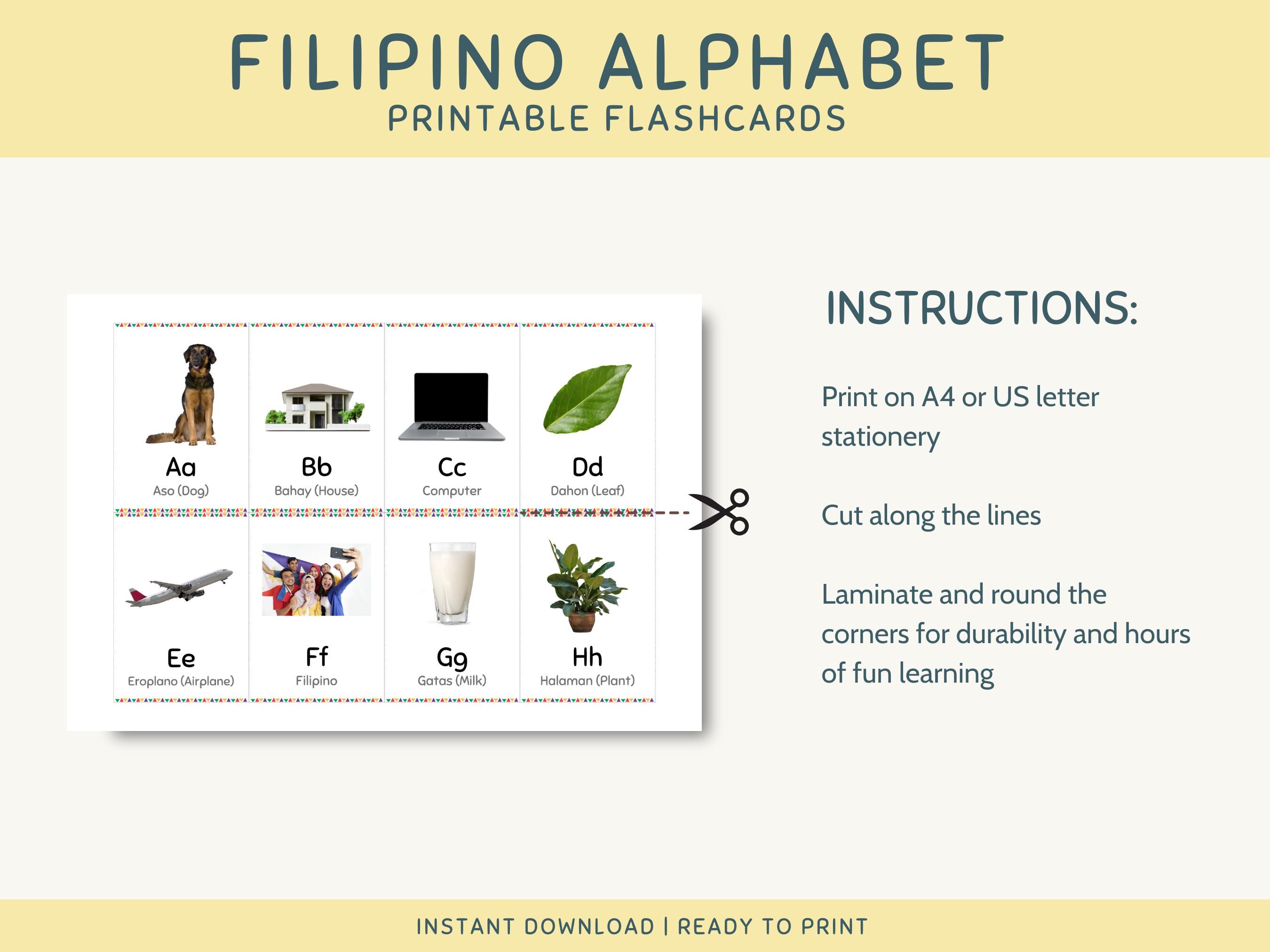 Filipino Alphabet Printable Flashcards for Toddlers and Kids, Filipino ...
