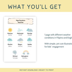 Printable Weather Poster in Filipino for Toddlers and Kids, Educational ...