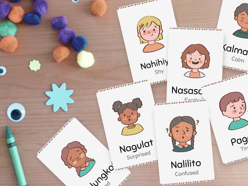 Filipino Emotions and Feelings Printable Flashcards for Toddlers & Kids ...