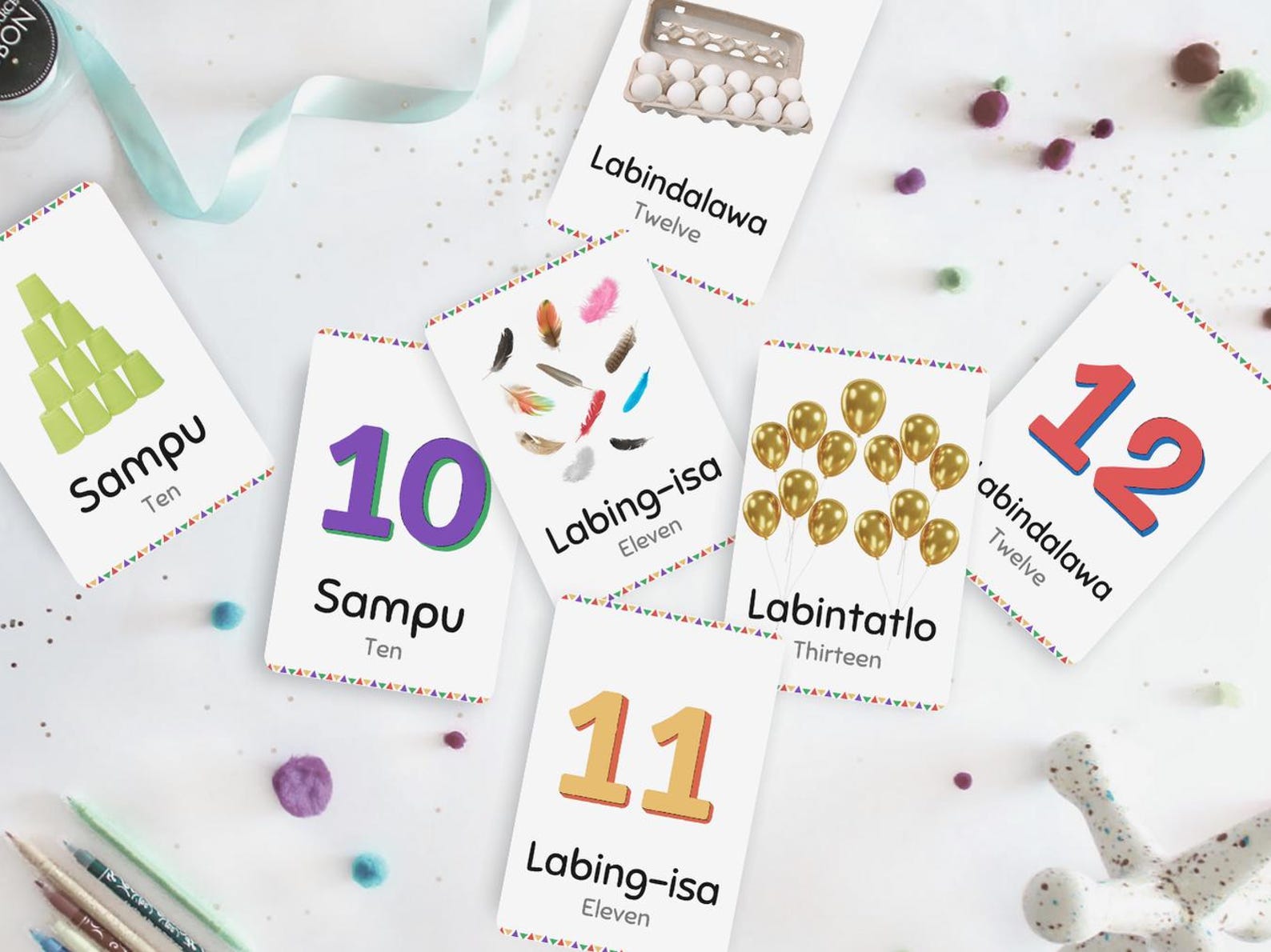 Filipino Numbers Printable Flashcards for Toddlers and Kids, Counting ...