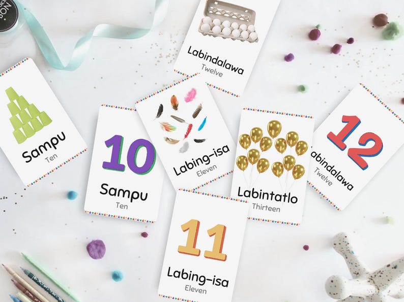 Filipino Numbers Printable Flashcards for Toddlers and Kids, Counting ...