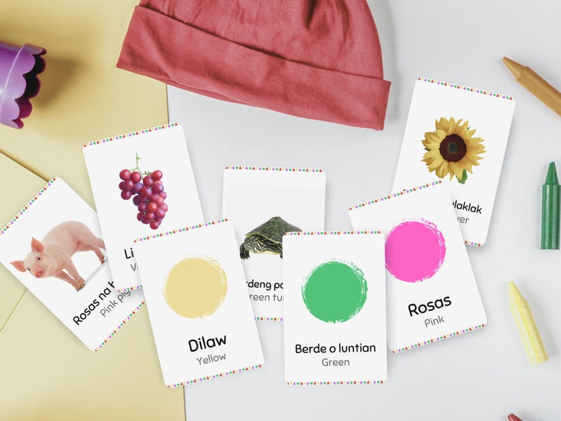 Filipino Colors Printable Flashcards for Toddlers and Kids, Filipino ...