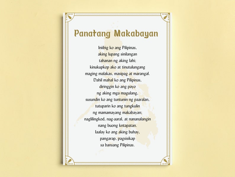 Panatang Makabayan Printable Poster for Toddlers and Kids, Philippine ...